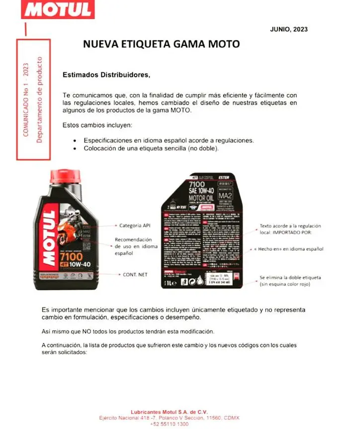 Motul Cambia Etiquetado en Aceites de su Gama Para Motocicletas ...